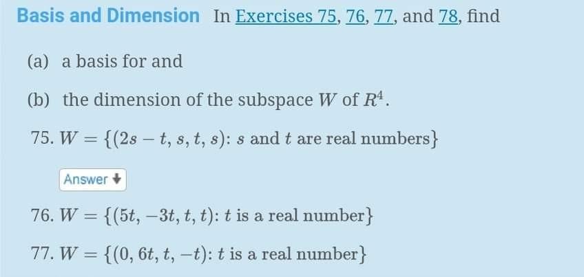 Solved Basis and Dimension In Exercises 75, 76, 77, and 78, | Chegg.com