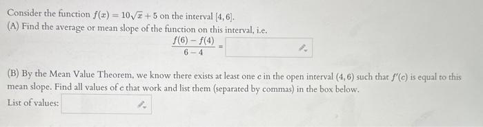 Solved Consider the function f(x)=10x+5 on the interval | Chegg.com