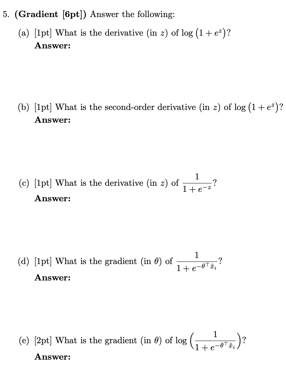 Solved (Gradient [6pt]) ﻿Answer the following:(a) 1pt ﻿What | Chegg.com