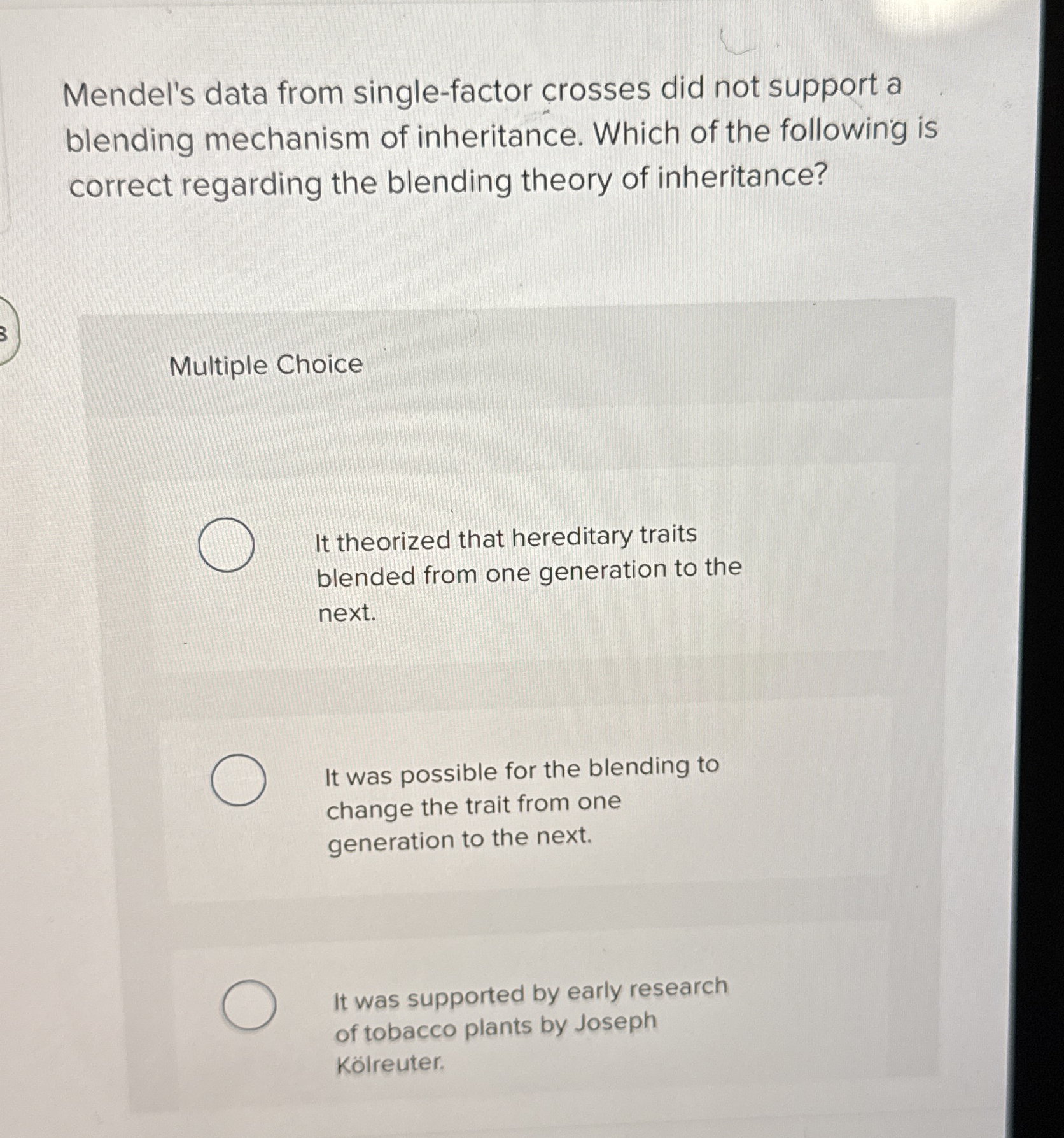 Solved Mendel's data from single-factor crosses did not | Chegg.com