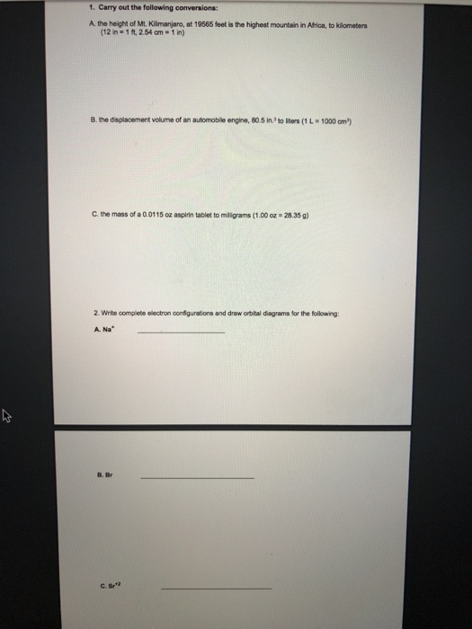 Solved 1. Carry out the following conversions: A. the height | Chegg.com