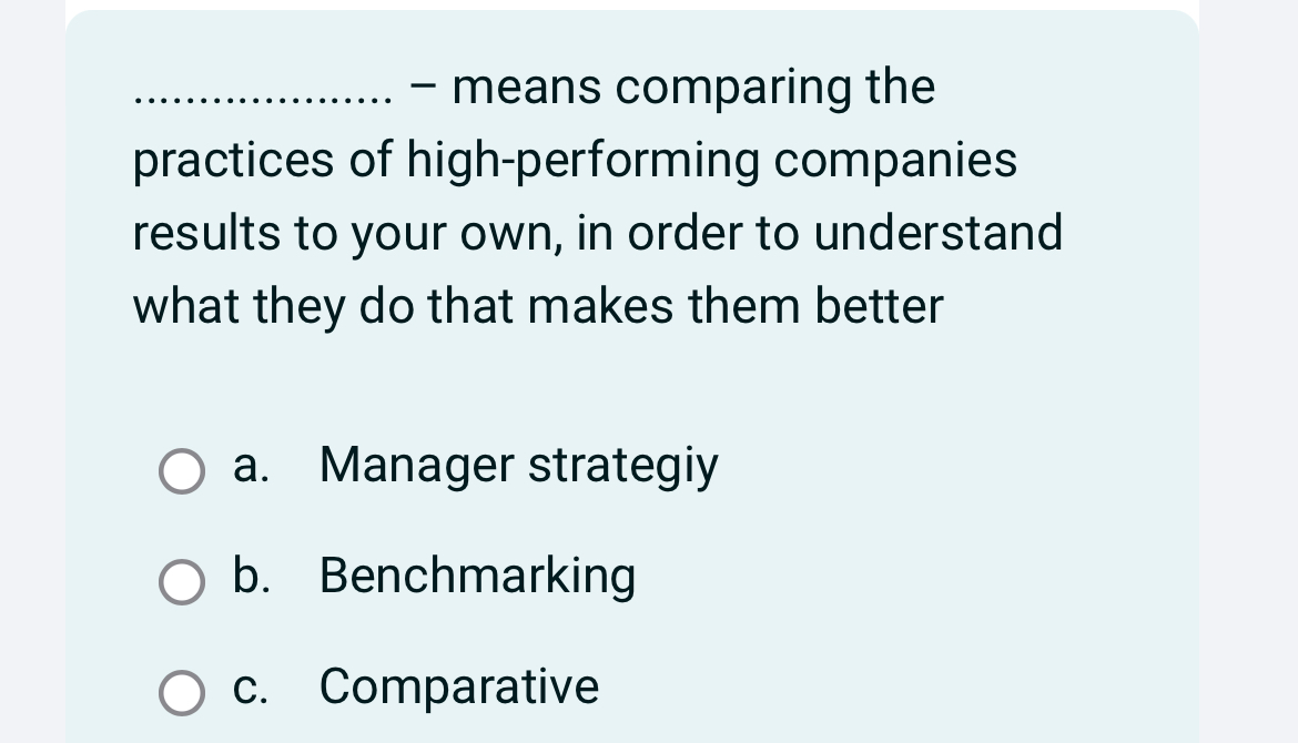 Solved means comparing the practices of high-performing | Chegg.com