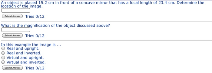 Solved An object is placed 15.2 cm in front of a concave | Chegg.com