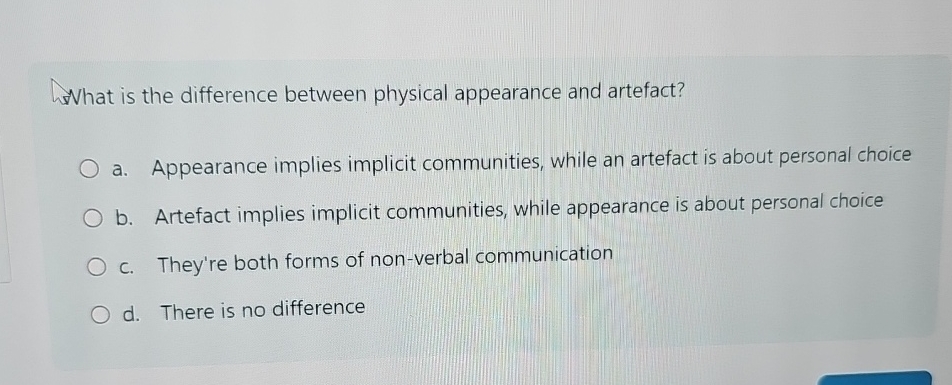 Solved What is the difference between physical appearance | Chegg.com