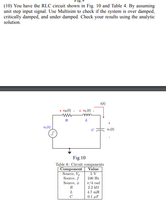 please help solve (10) ﻿You have the RLC circuit | Chegg.com