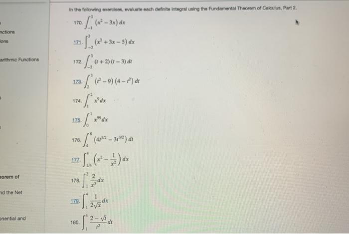Solved in the following exercises, evaluate each definite | Chegg.com