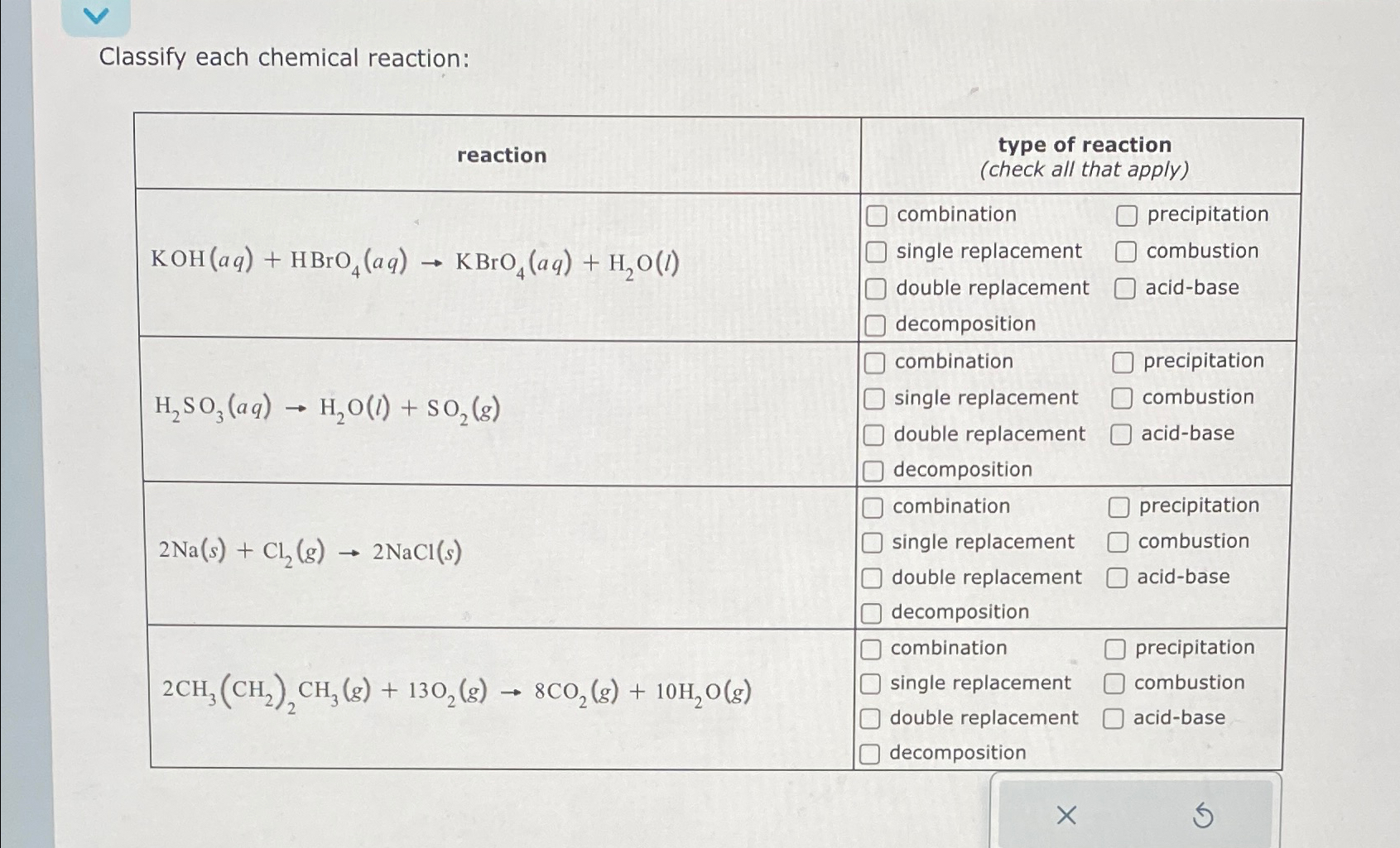 Solved Classify each chemical | Chegg.com