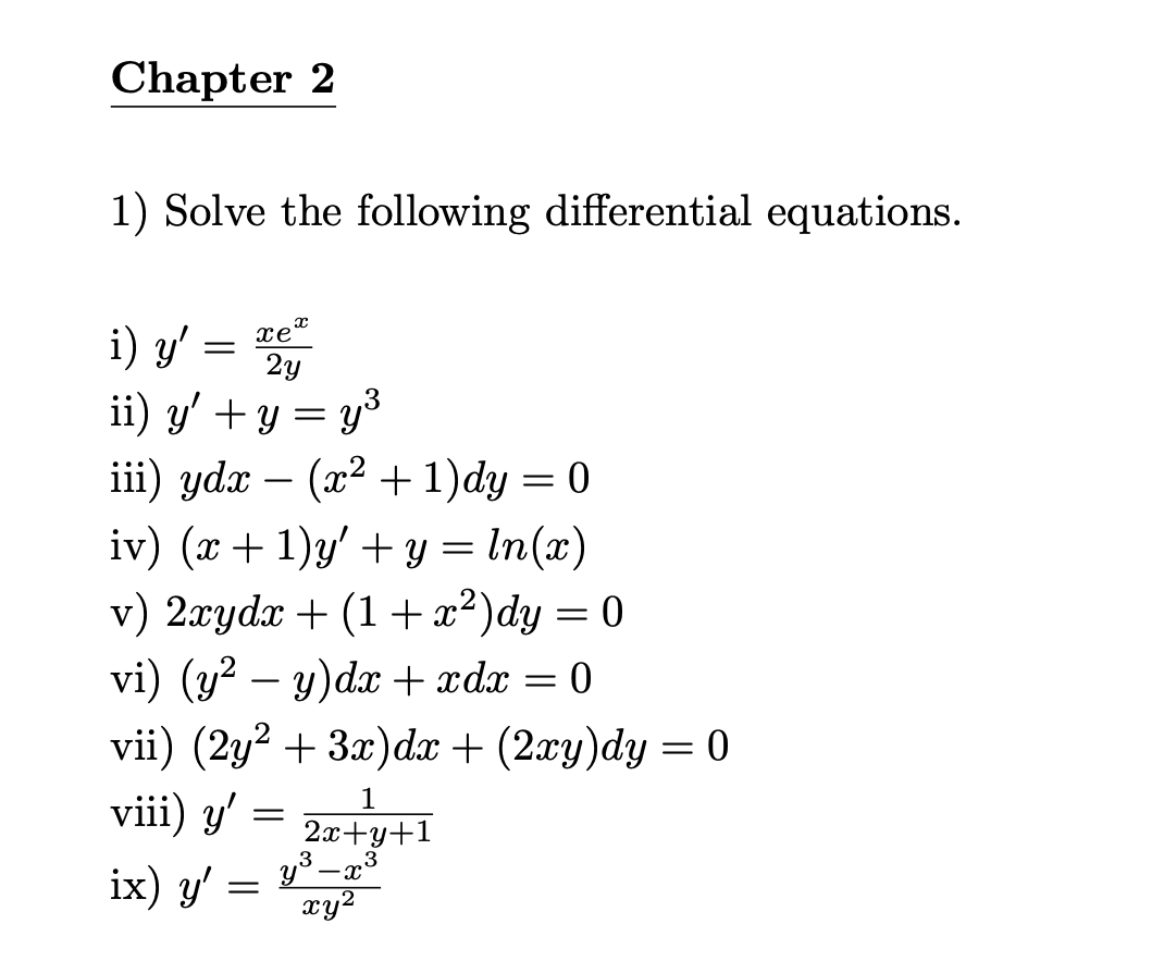 Solved Chapter 2Solve the following differential | Chegg.com