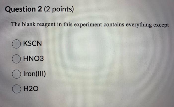 The blank reagent in this experiment contains | Chegg.com