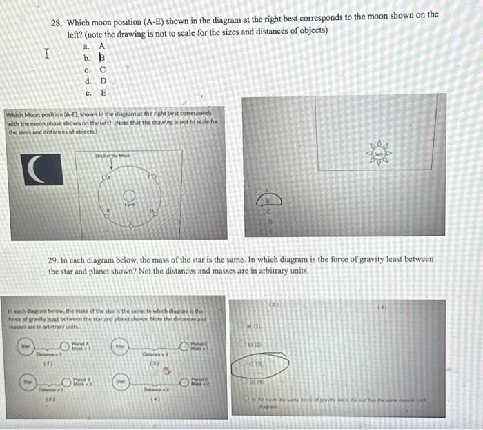 Solved 28. Which moon position (A-E) shown in the diagram at | Chegg.com