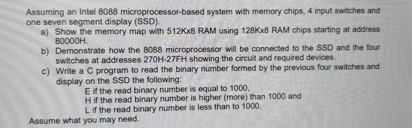 Solved Assuming an Intel 8088 microprocessor-based system | Chegg.com