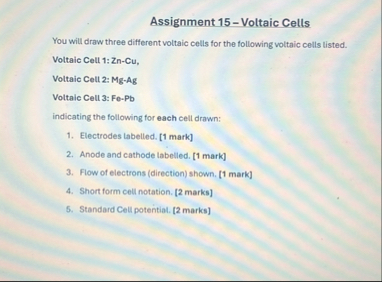 Solved Assignment 15-Voltaic CellsYou will draw three | Chegg.com
