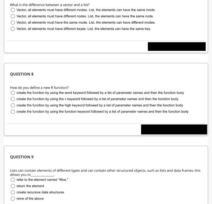 Solved What is the difference between a vector and a list? | Chegg.com