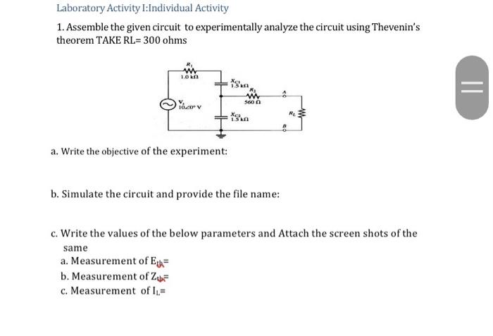 Solved Laboratory Activity I:Individual Activity 1. Assemble | Chegg.com
