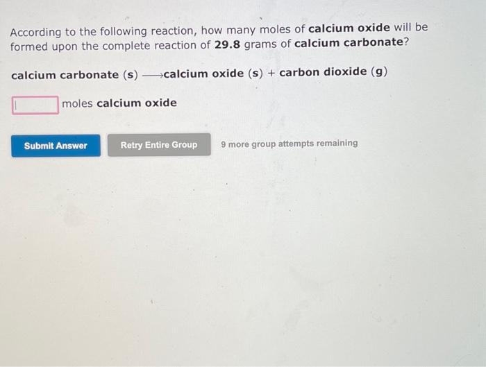 Solved According to the following reaction, how many moles | Chegg.com