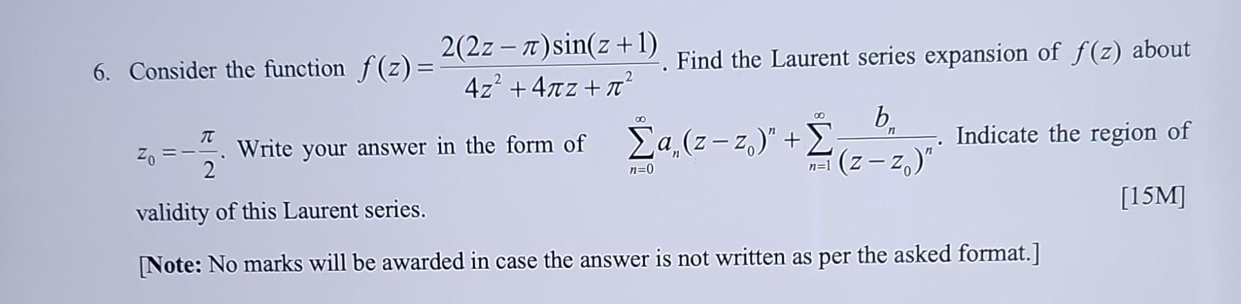 Solved 6. Consider the function | Chegg.com