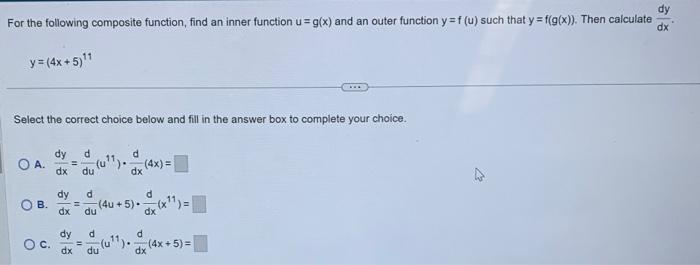Solved For the following composite function, find an inner | Chegg.com