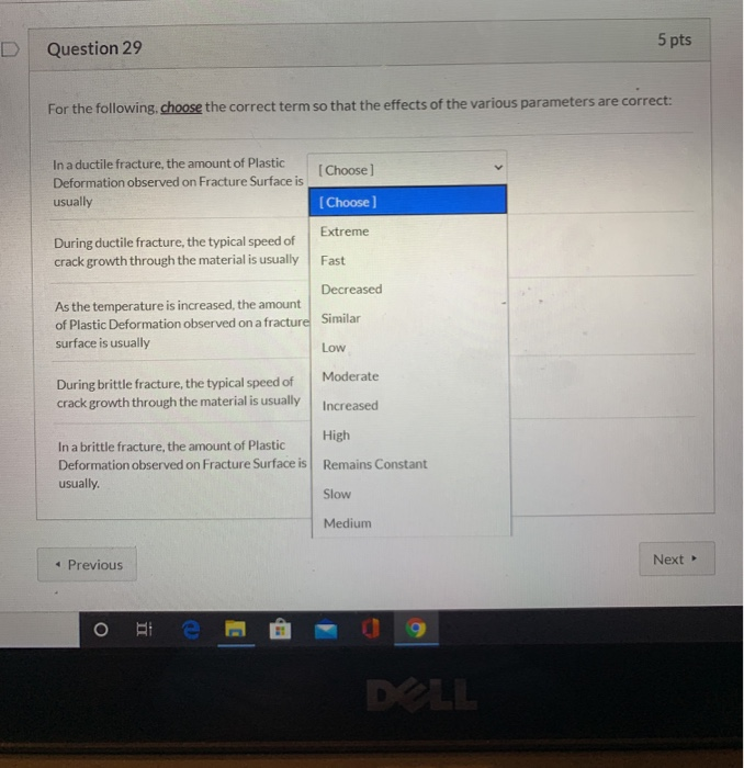 Solved 5 Pts Question 29 For The Following Choose The