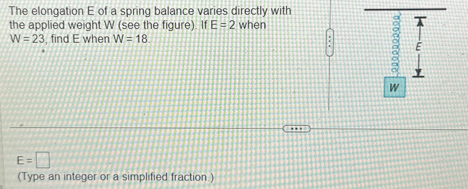 Solved The elongation E ﻿of a spring balance varies directly | Chegg.com