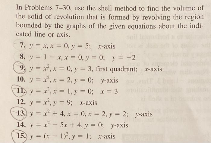 Solved In Problems 7-30, use the shell method to find the | Chegg.com