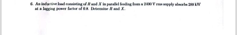 Solved An inductive load consisting of π ﻿and x ﻿in parallel | Chegg.com