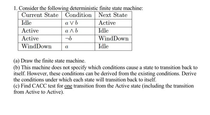 Solved 1 Consider The Following Deterministic Finite State