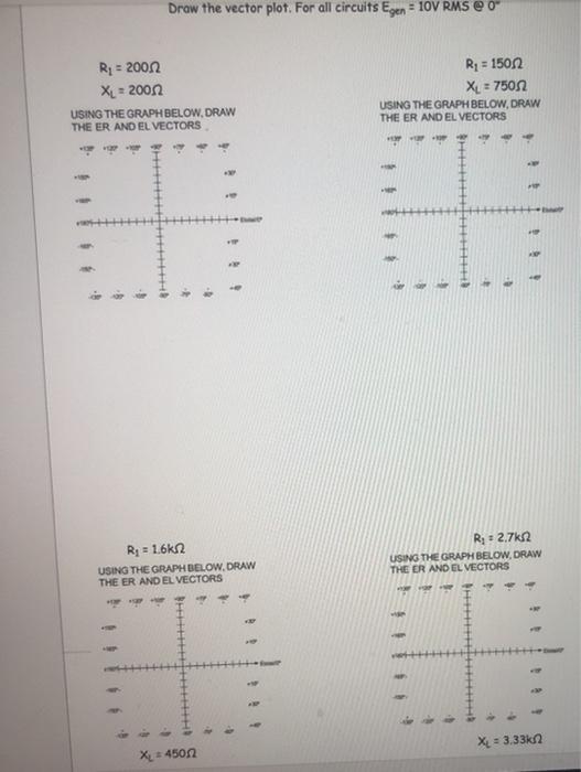 Solved Draw the vector plot. For all circuits Egen = 10V RMS | Chegg.com