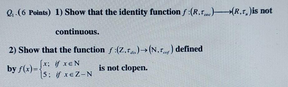 Solved 0.-(6 Points) 1) Show that the identity function f | Chegg.com