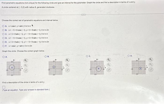 Solved find the parametric equations (not unique) for the | Chegg.com