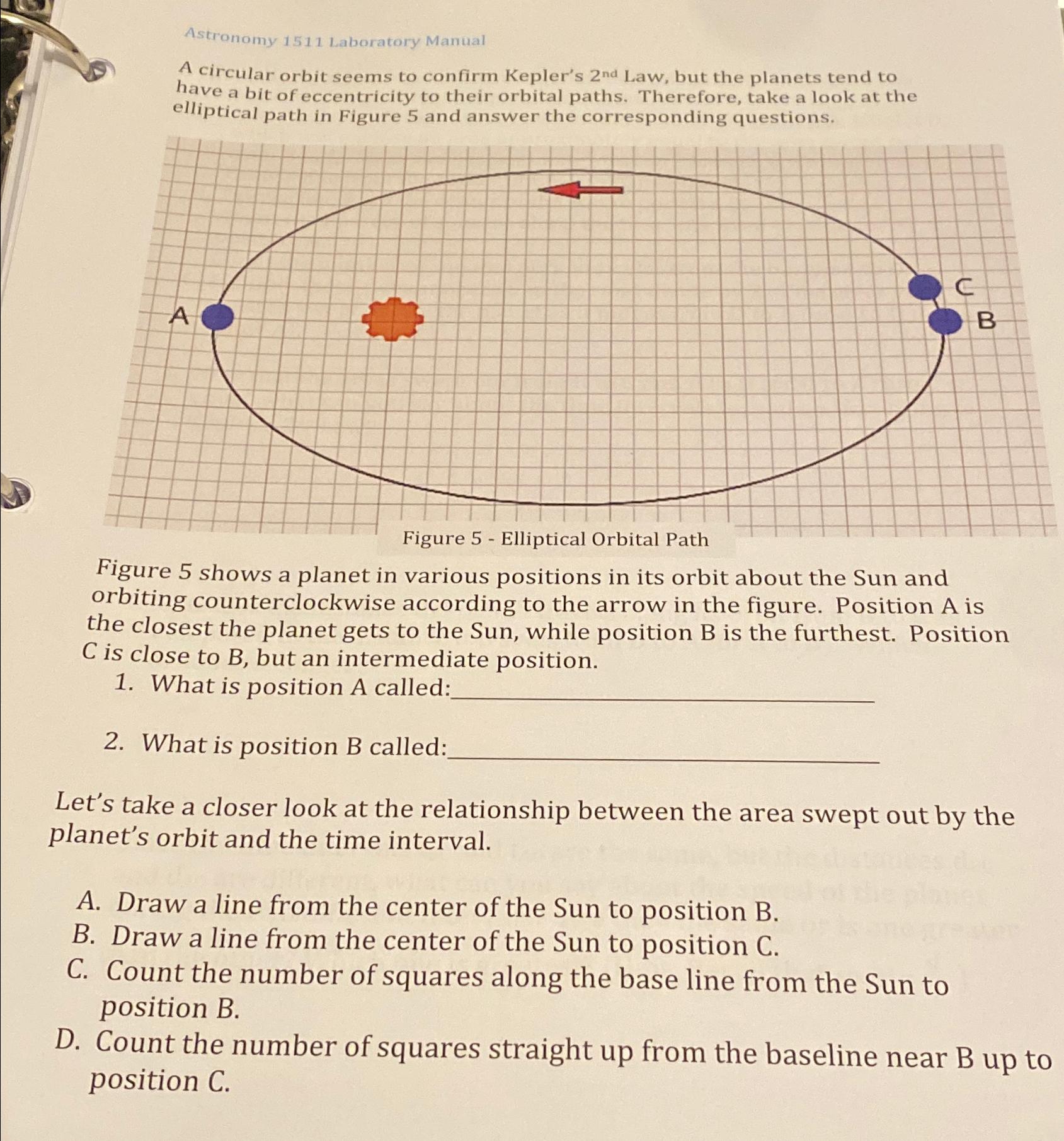 Solved Astronomy 1511 ﻿Laboratory ManualA circular orbit | Chegg.com