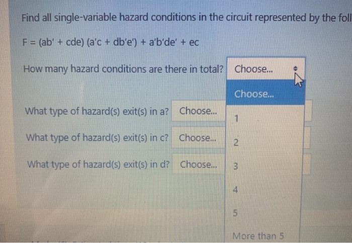 Solved Find all single-variable hazard conditions in the | Chegg.com