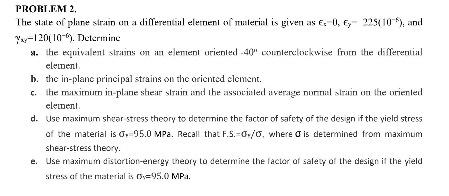 PROBLEM 2.The state of plane strain on a differential | Chegg.com