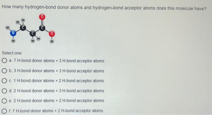 Solved How many hydrogen-bond donor atoms and hydrogen-bond | Chegg.com