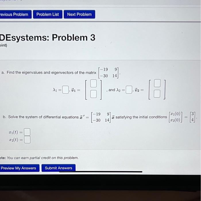 Solved revious Problem Problem List Next Problem DEsystems: | Chegg.com