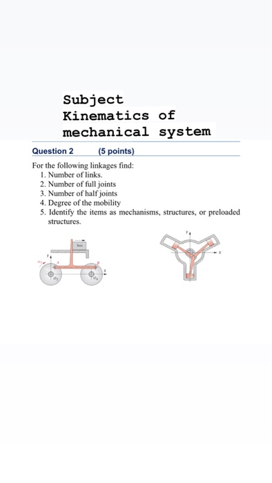 Solved Subject Kinematics of mechanical system Question 2 (5 | Chegg.com