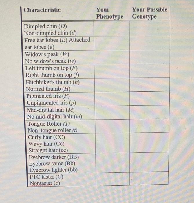 Solved Human Mendelian Traits (16 points) In humans, there | Chegg.com