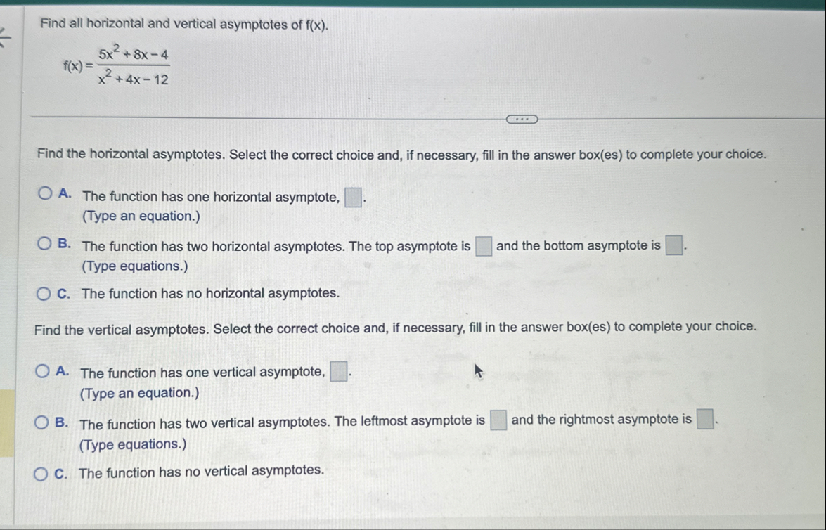 Solved Find all horizontal and vertical asymptotes of | Chegg.com