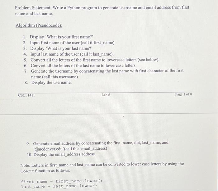 Solved Problem Statement Write A Python Program To Generate