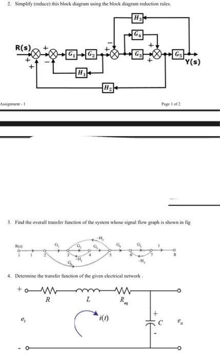 Solved 3. Find the overall transfer function of the system | Chegg.com