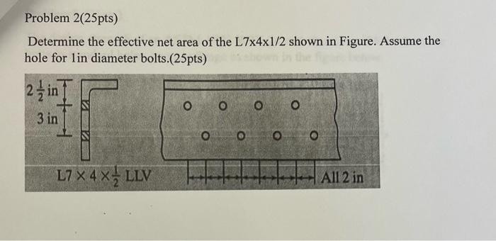 Solved Determine the effective net area of the L7 ×4×1/2 | Chegg.com