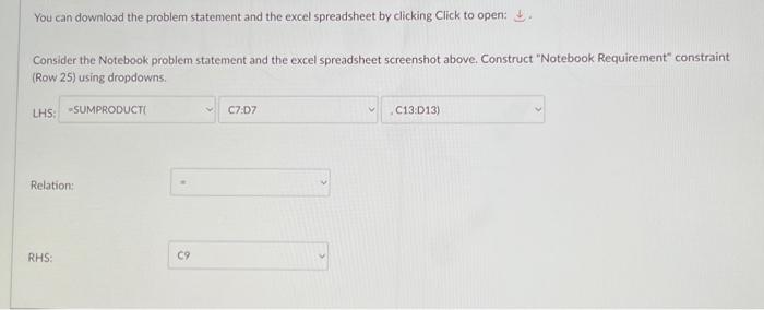 You can download the problem statement and the excel | Chegg.com