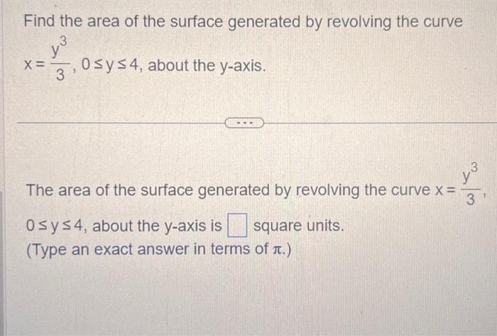 Solved Find the area of the surface generated by revolving | Chegg.com