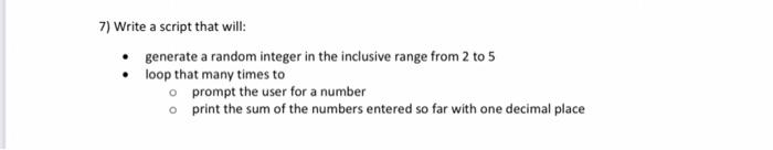 Solved 7) Write a script that will: • generate a random | Chegg.com