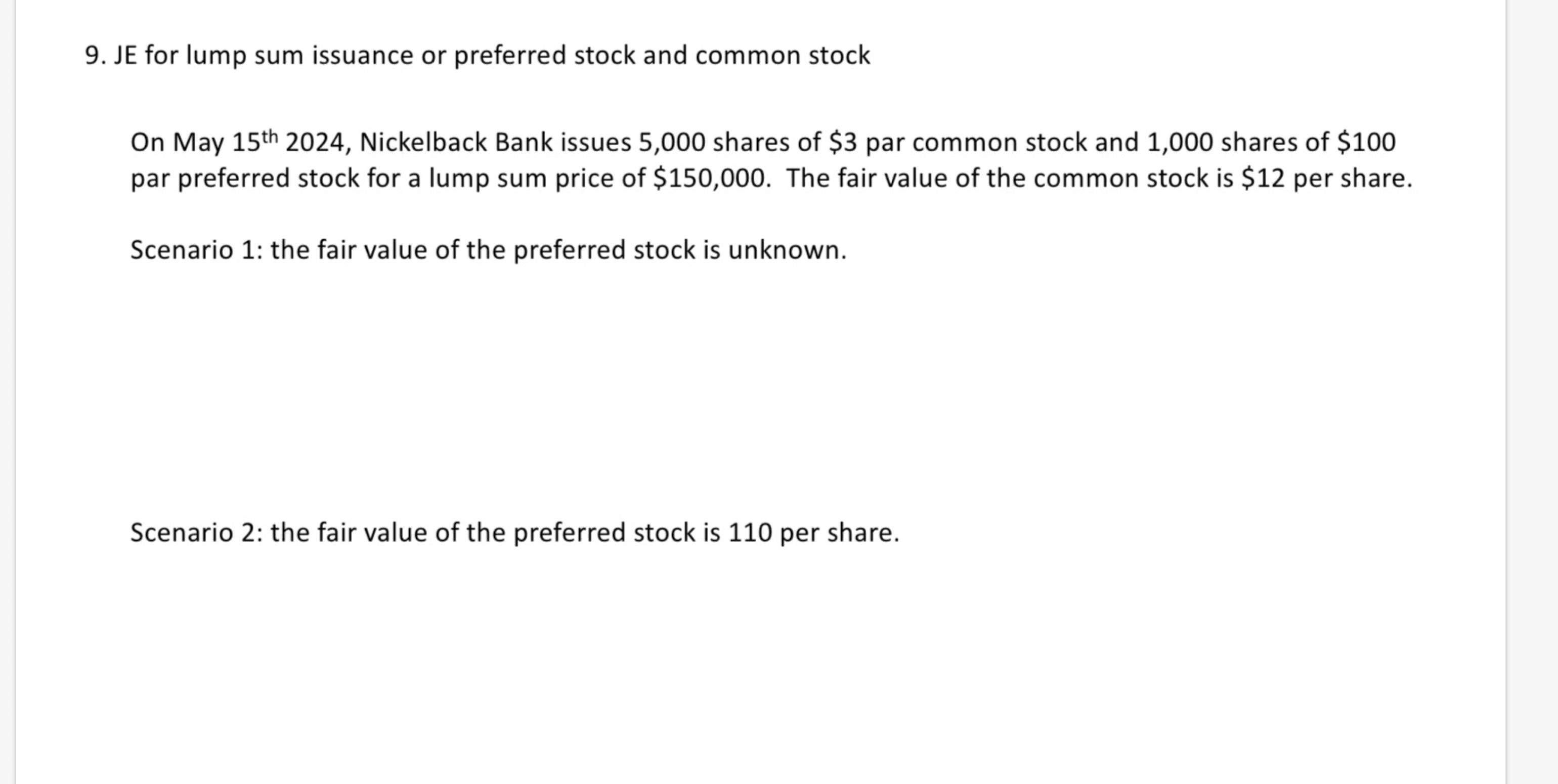 Solved JE for lump sum issuance or preferred stock and | Chegg.com