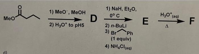 Solved 1) MeO−,MeOH 1) NaH,Et2O, n−BuLi0∘CEΔH3O(aq) += 3) | Chegg.com
