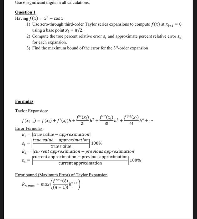 Solved Use 6 significant digits in all calculations. | Chegg.com