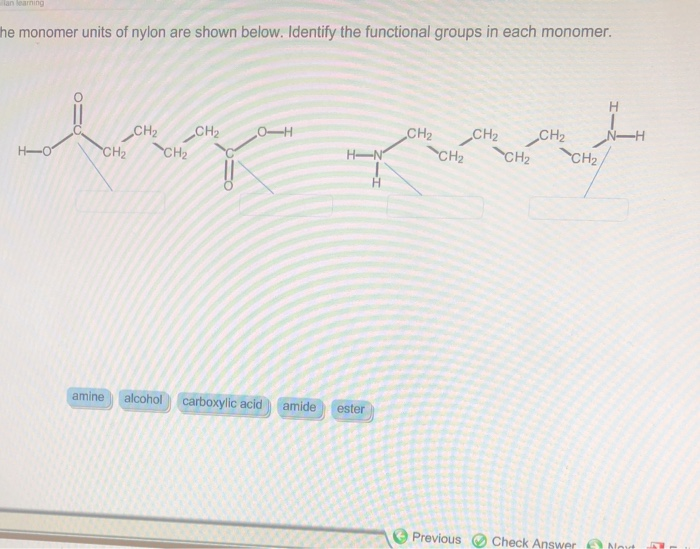 Solved anamning the monomer units of nylon are shown below. | Chegg.com