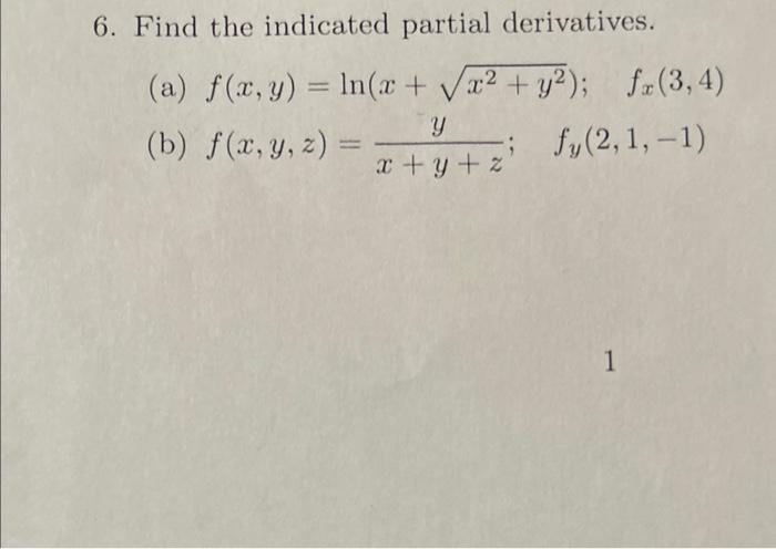 Solved Find the indicated partial derivatives. (a) | Chegg.com