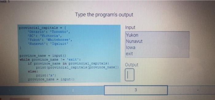 Solved aver Type the program's output provincial capital - | Chegg.com