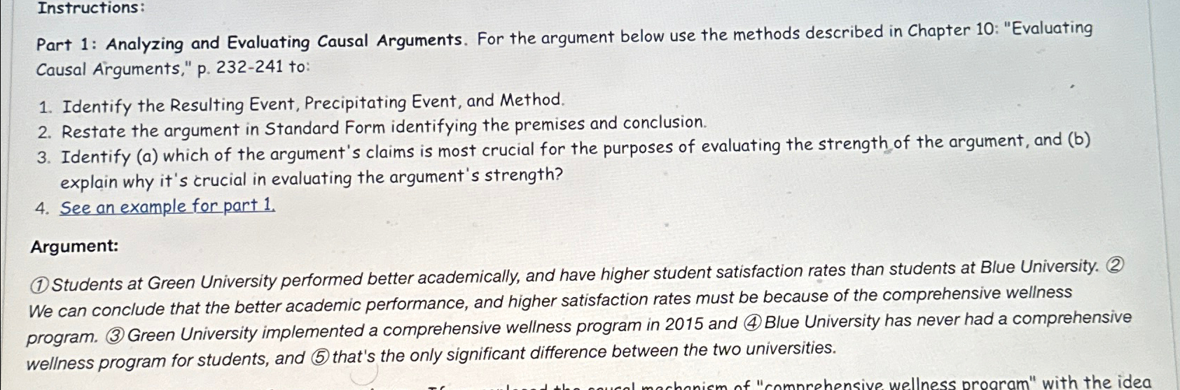 Solved Instructions:Part 1: Analyzing and Evaluating Causal | Chegg.com